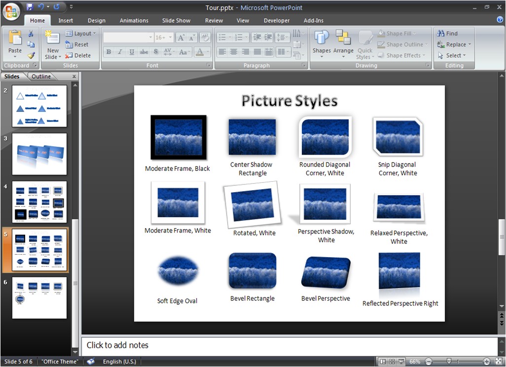 Apply The Center Shadow Rectangle Picture Style